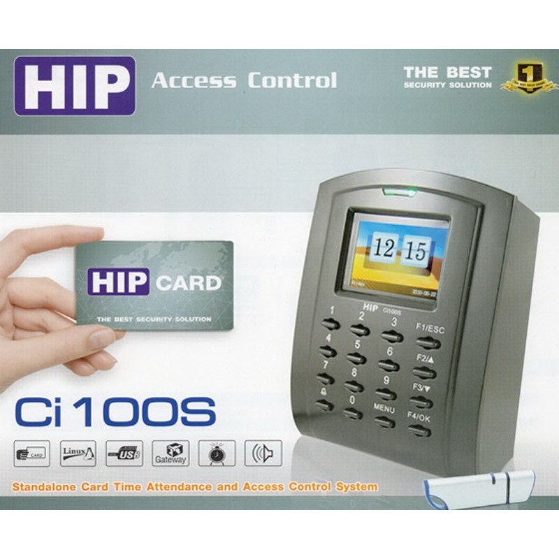 HIP Ci100S-MF เครื่องทาบบัตรเปิดประตูบันทึกเวลาทำงาน พร้อมชุดกลอน และ UPS สำรองไฟ 12 ชม. เชื่อม ...
