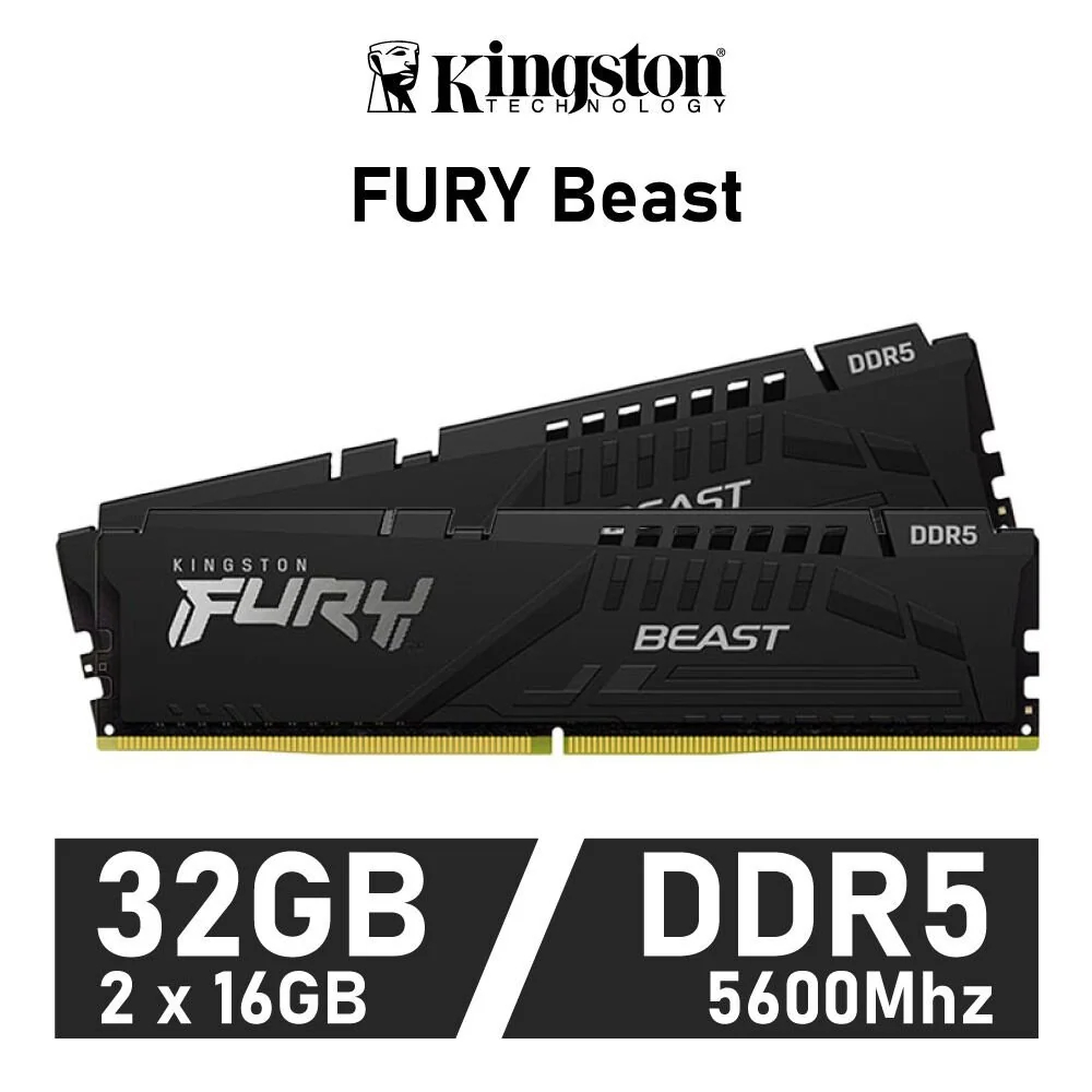 32GB (16GBx2) DDR5 5600MHz RAM (แรมพีซี) KINGSTON FURY BEAST (KF556C40BBK2-32) | Shopee Thailand