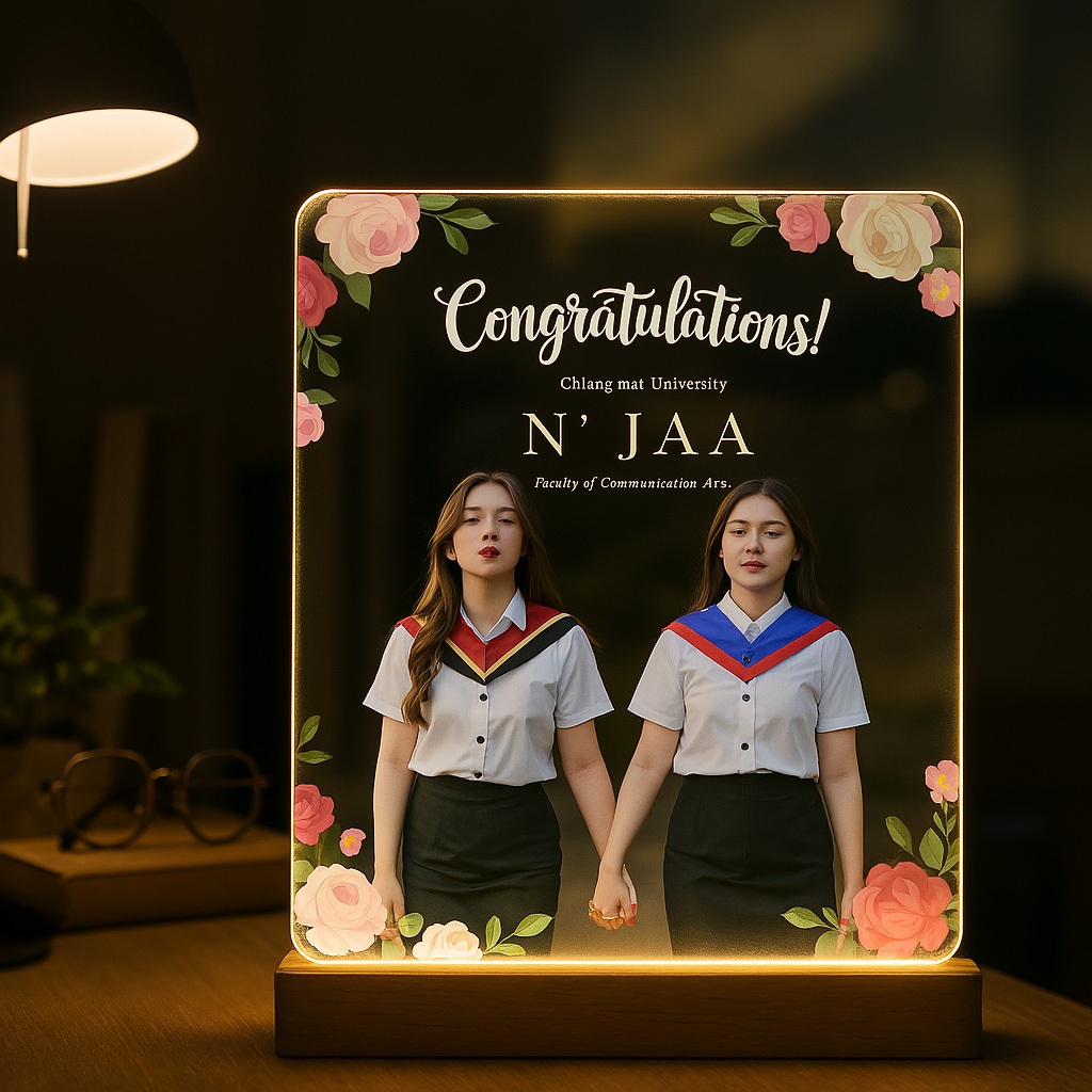 โคมไฟอะคริลิคสั่งทำ สกรีนUV ของขวัญวันเกิด ของขวัญให้แฟน วันรับปริญญา ...