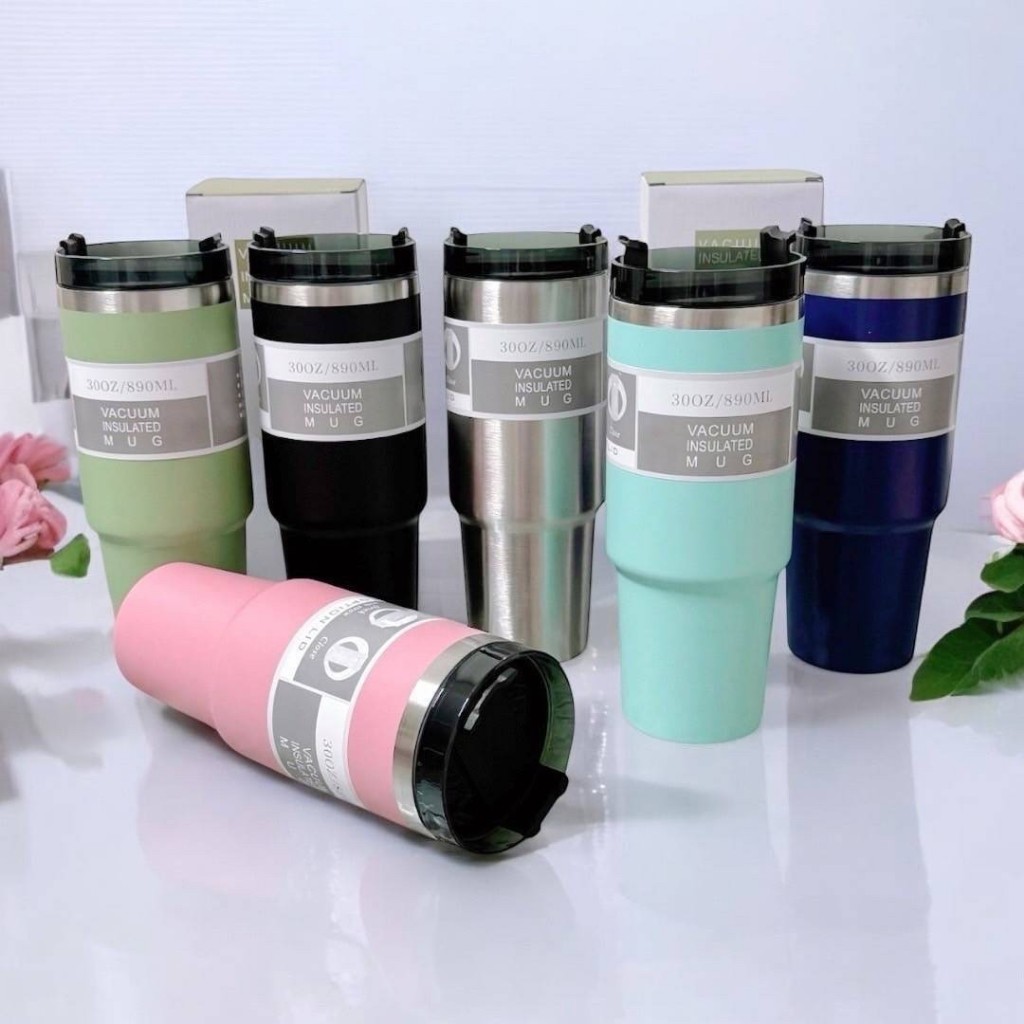 แก้วน้ำเก็บอุณหภูมิ 30oz 890 ml (สีพื้น) แก้วน้ำเก็บความเย็น แก้วเก็บความเย็น 30 ออนซ์ สแตนเลส ...