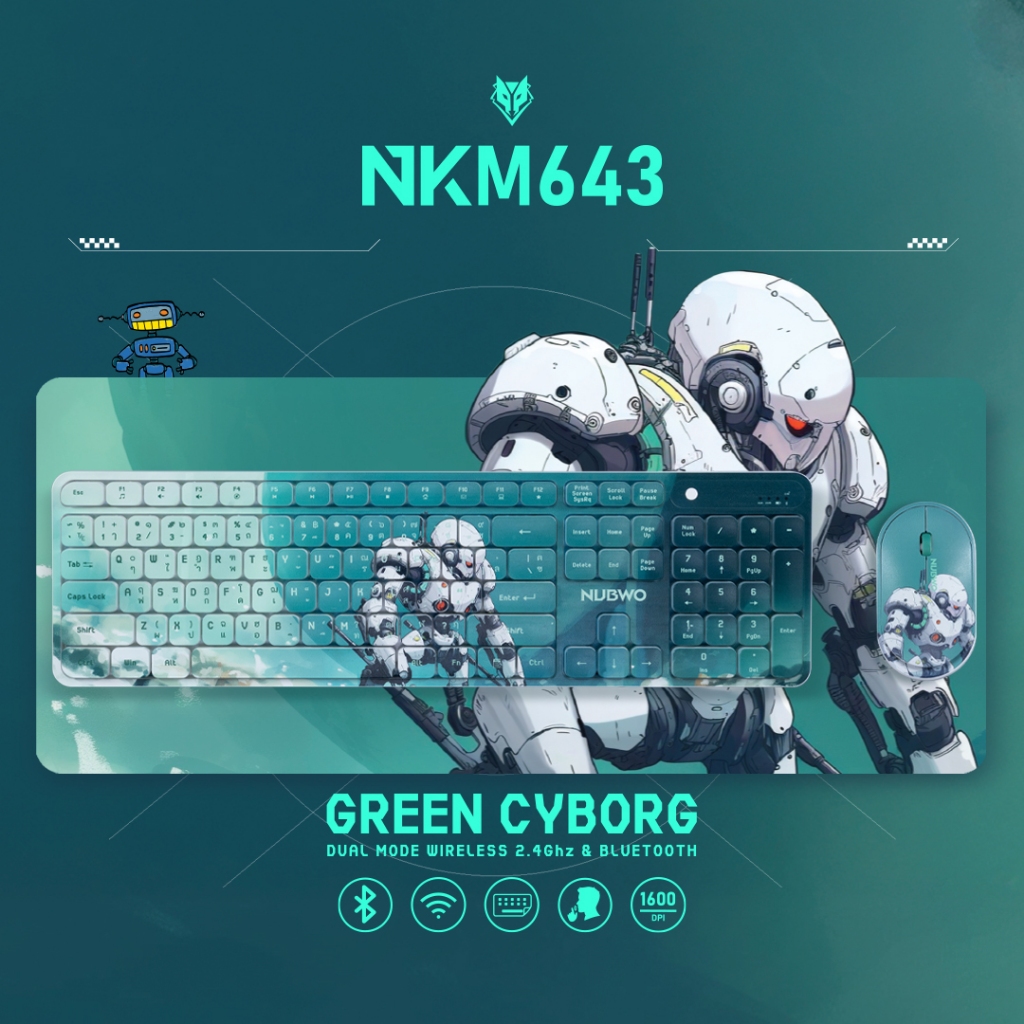 เมาส์คีย์บอร์ดไร้สาย Keyboard Mouse Nubwo NKM-643 Dual mode Wireless ...
