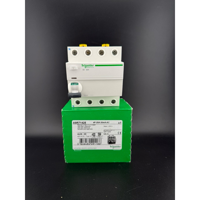 Schneider กันไฟดูด/ไฟรั่ว Model: A9R71425 ขนาด25A และ A9R71440 ขนาด40A ,4P ,30mA Type AC Acti9 ...