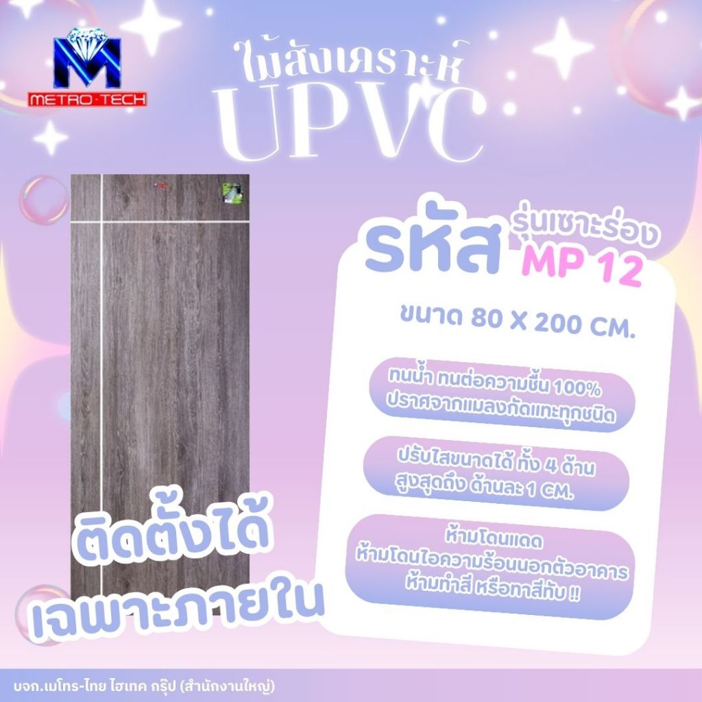 Metro-Tech ประตู UPVC ไม้สังเคราะห์ รุ่น MP12 ขนาด 80x200 cm. | Shopee Thailand
