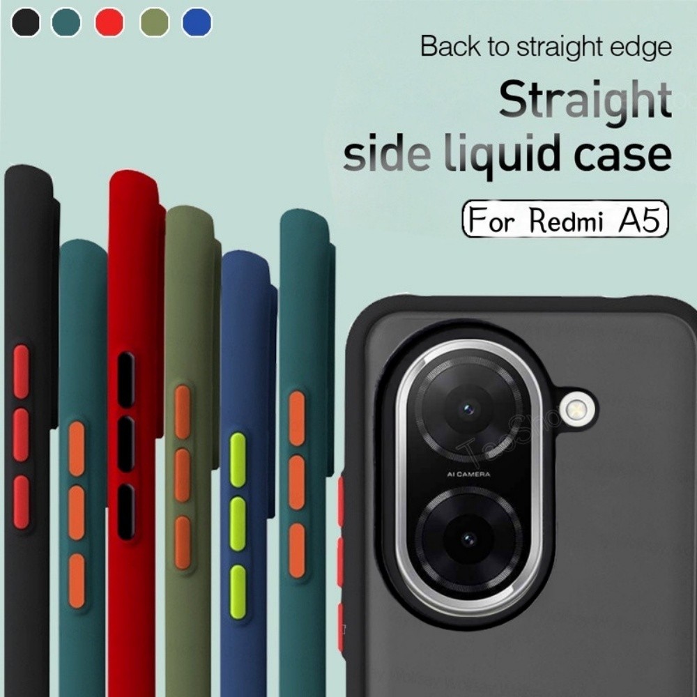 เคสขอบสีหลังด้าน สำหรับ Xiaomi Redmi A5 RedmiA5 A3 14C 13C 12C 9A 9C 9T 10A 10C Note14 4G/5G/Pro ...
