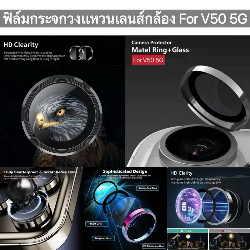 ฟิล์มกล้องเเบบวงแหวน IRON RING สำหรับรุ่น วีโว่ Vivo V50 5G กันรอยขีดข่วน มีทั้งหมด5สี ตรงรุ่น ...