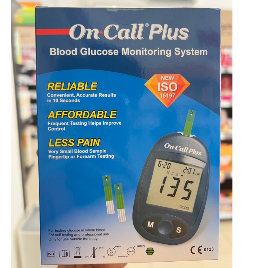 ON CALL Plus Blood Glucose Meter ชุดเครื่องวัดน้ำตาลกลูโคสในเลือด ...