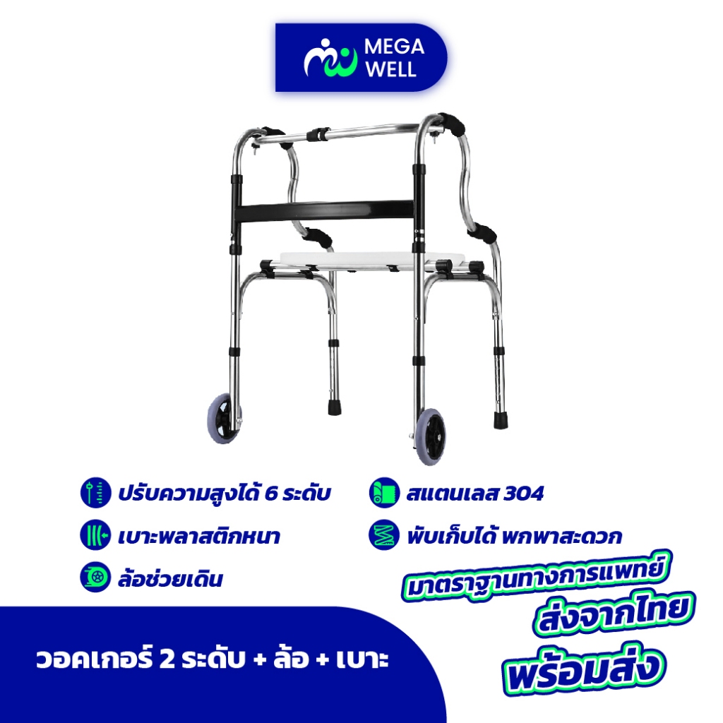 [Megawell ครบเรื่องสุขภาพ] Walker วอคเกอร์ *2in1* เป็น เก้าอี้อาบน้ำได้ ...