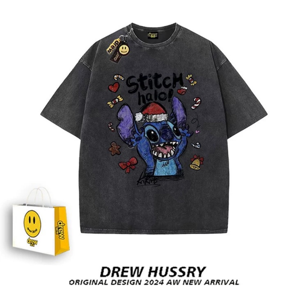 Top.Street🔥เสื้อยืด Oversize เสื้อ"STITCH HALO"t shirt cotton100%🎧คอกลม ...