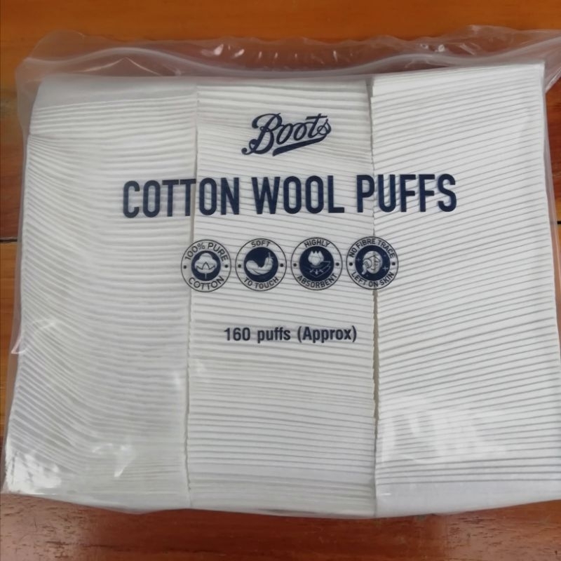 สำลีแผ่น COTTON WOOL PUFFS บู๊ทส์ คอทเทิน วูล พัฟส์ 160 แผ่น | Shopee ...