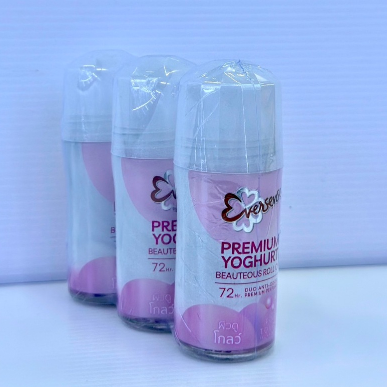 (แพ็ค 3 ) Eversense Premium Yoghurt Beauteous Roll on 72 hr. เอเวอร์เ ...