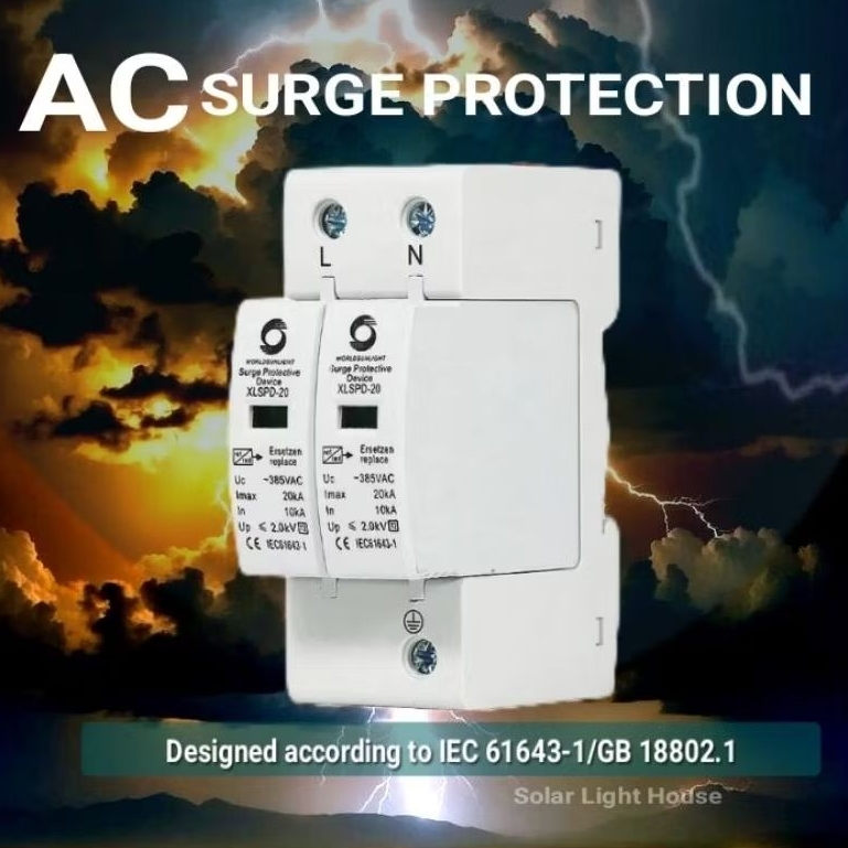 อุปกรณ์ป้องกันฟ้าผ่า SPD 385V AC 2P Surge Protection Device (TUV,CE, ukca, CB,IEC,RoHS,REACH,CQC ...