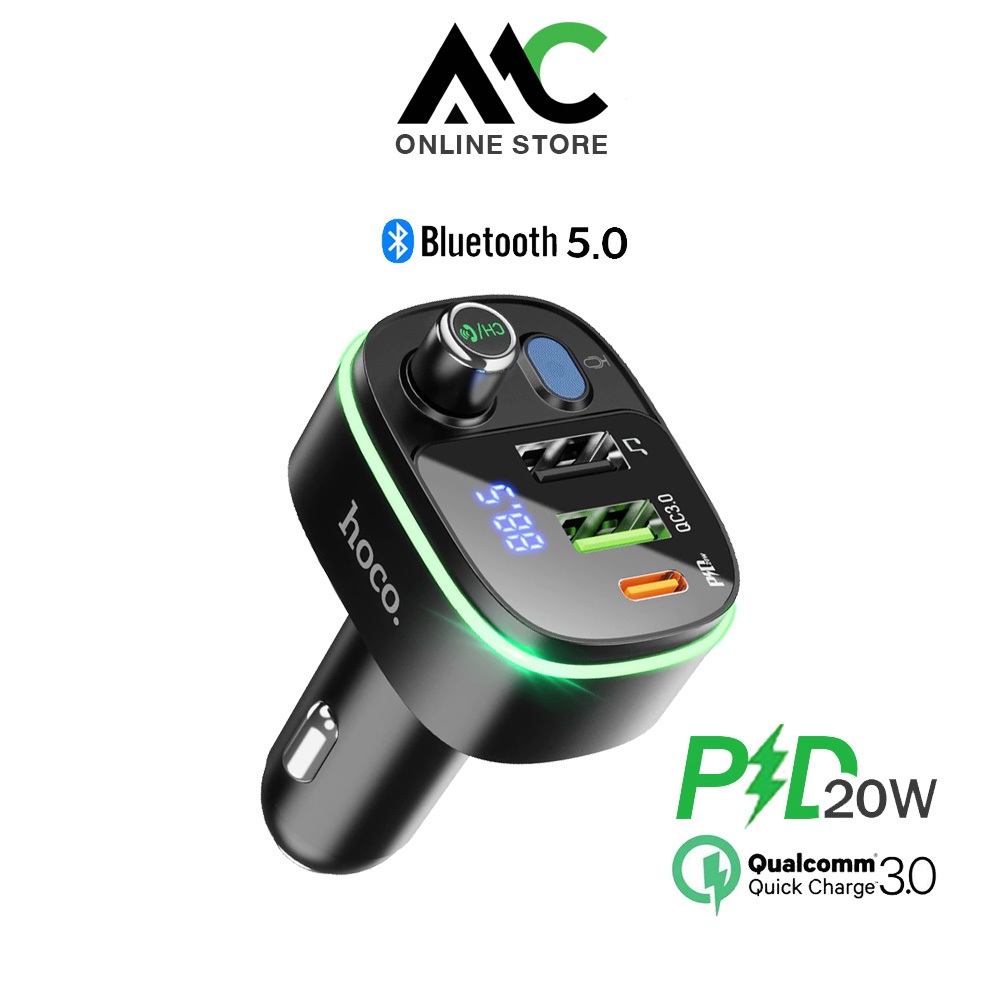 Hoco E62 MP3 อุปกรณ์รับสัญญาณบลูทูธในรถยนต์ PD20W + QC3.0 Car Charger Bluetooth FM Transmitter ...