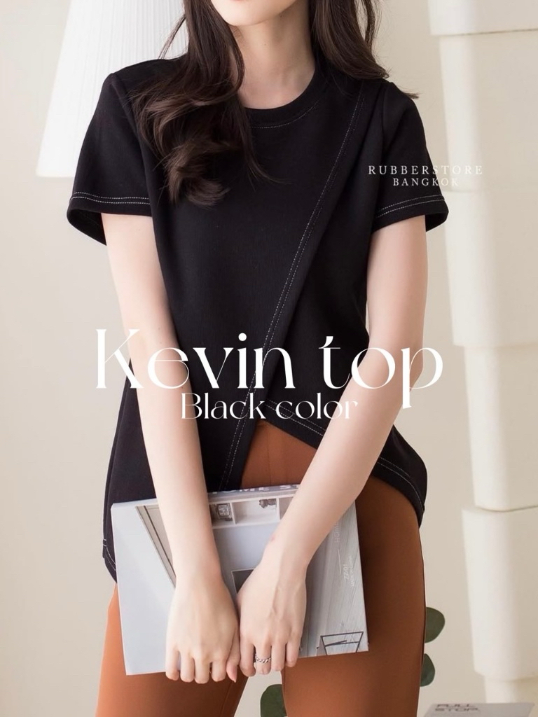 Kevin Top เสื้อคอกลมแขนสั้นไขว้หน้า | Shopee Thailand