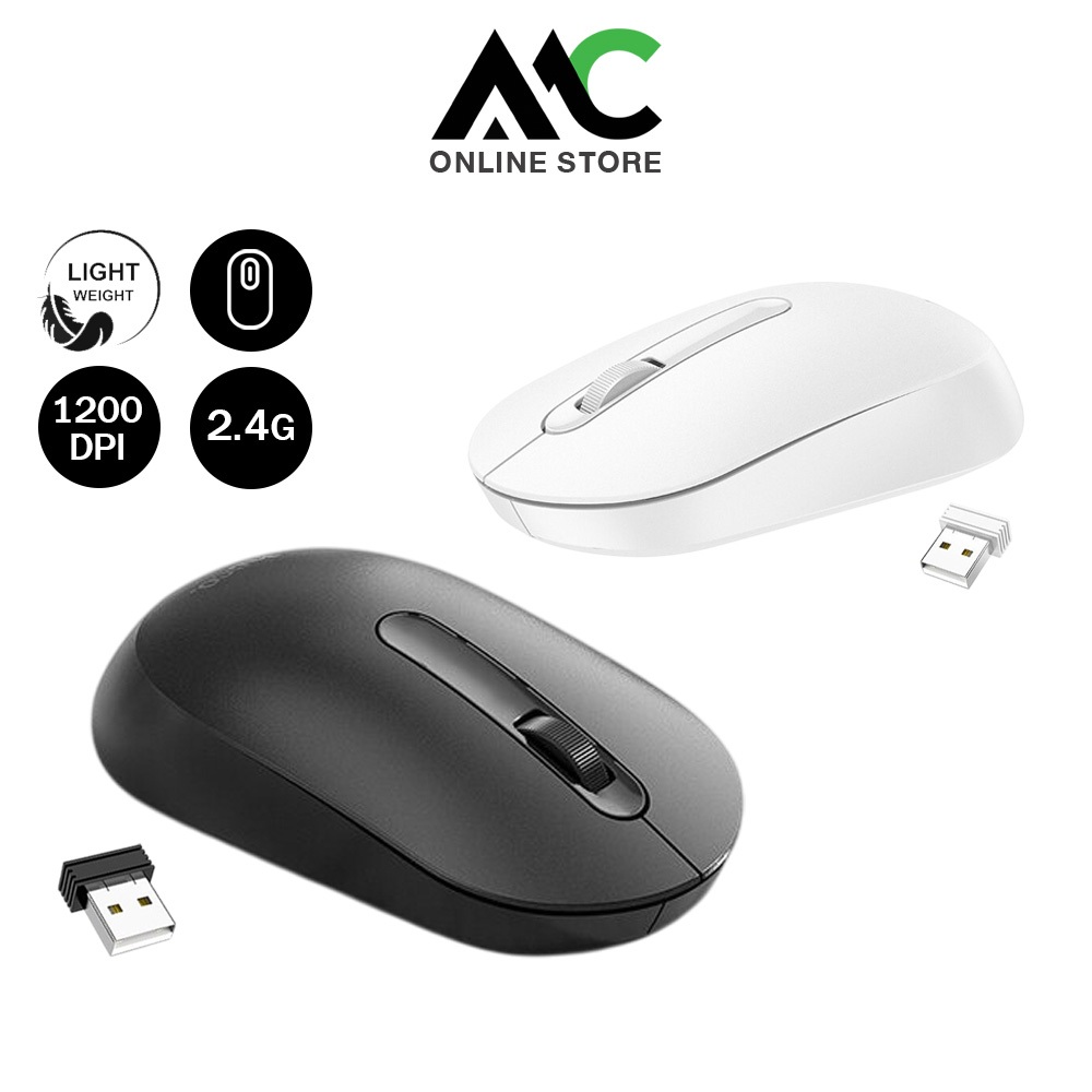 Hoco GM14 เมาส์ไร้สาย ความไว 1200 DPI สำหรับ PC คอมพิวเตอร์/แล็ปท็อป 2 ...