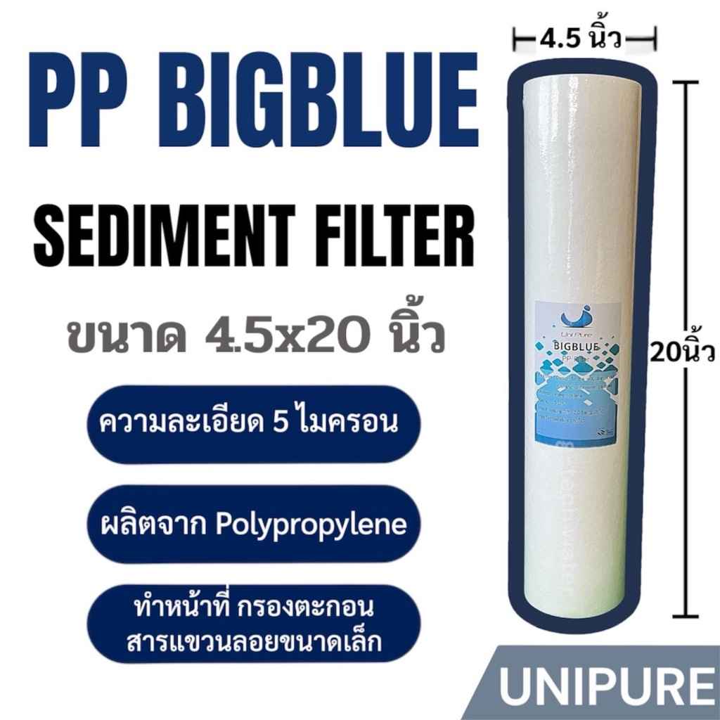 ไส้กรองน้ำ PP Bigblue 20 นิ้ว 5 ไมครอน UNIPURE | Shopee Thailand