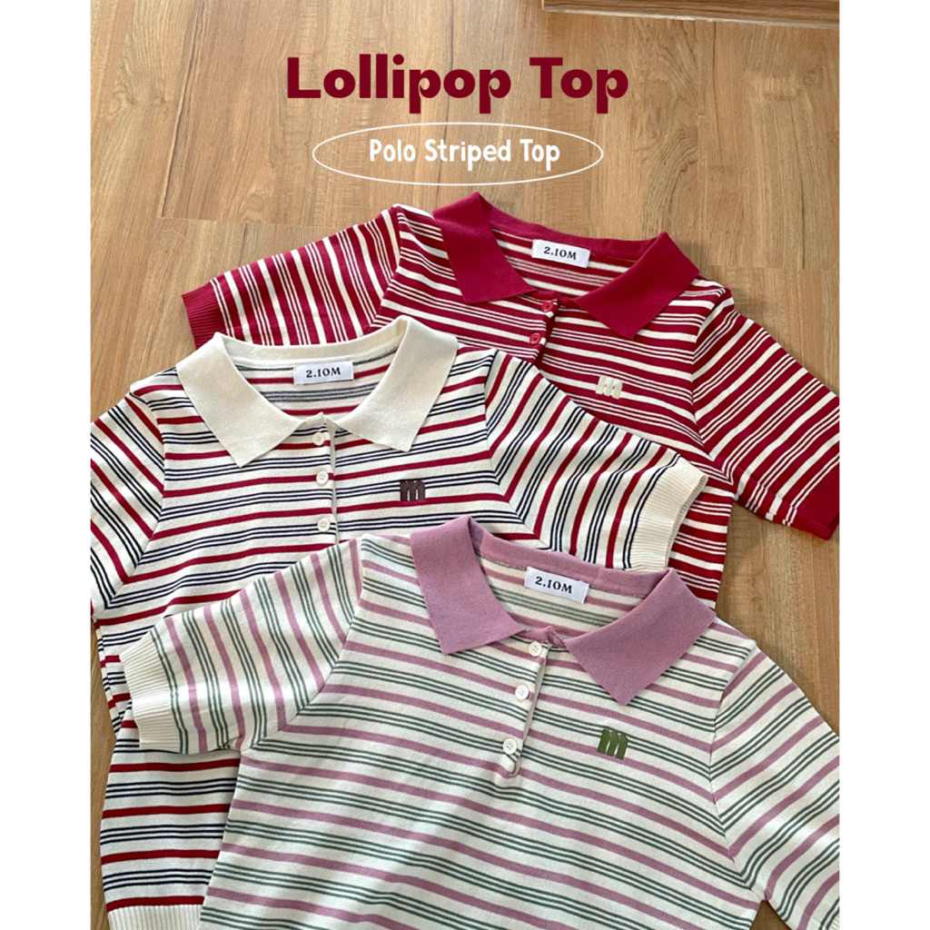 Lollipop Top เสื้อไหมพรมคอปกลายริ้วสลับสี ใส่แล้วให้ลุคน่ารักๆ🧸 ...