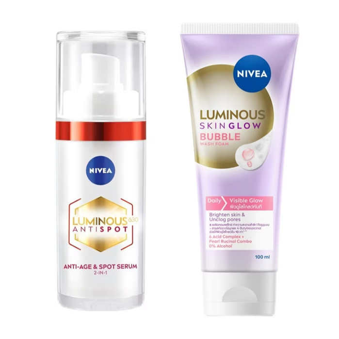 NIVEA Luminous 630 Set (Serum Anti-Age 30ml + Foam 100ml) นีเวีย ลูมิ ...