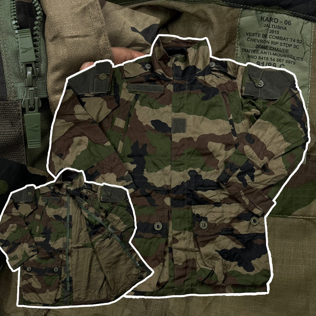 แจ็คเก็ตวินเทจ Vintage French Army Fecsa Veste De Combat T4 S2 Rip Stop ...