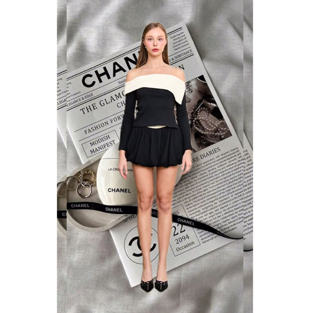 MIDDLE 29 STUDIO | CHARMING TWO-TONE OFF-SHOULDER TOP เฉพาะเสื้อปาดไหล่ ...