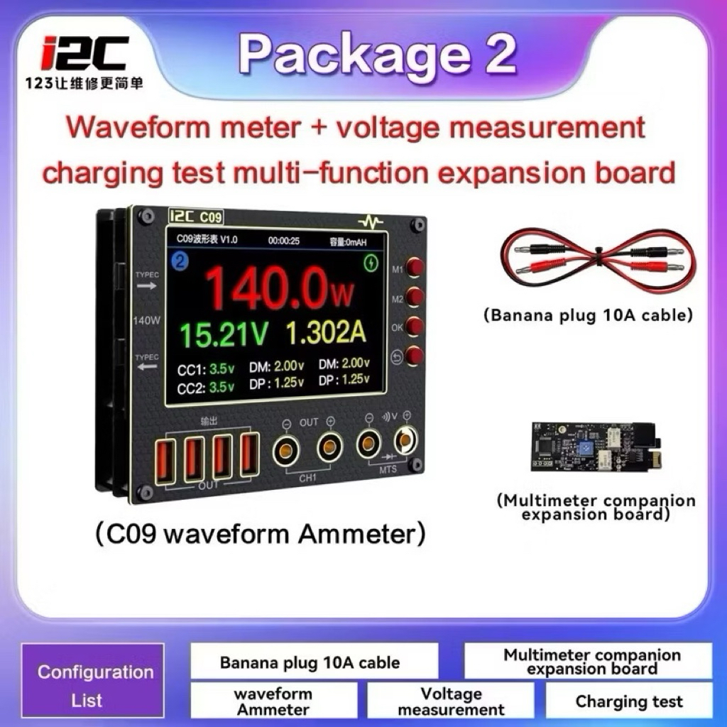 I2C C09 Waveform แอมป์มิเตอร์ 0-40V อินพุต แรงดันไฟฟ้า Current Tester 4 ...