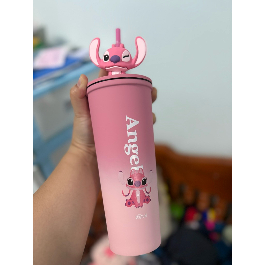กระบอกน้ำ สแตนเลส all cafe stitch สีชมพู | Shopee Thailand