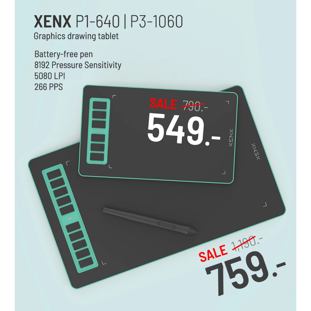 Pen tablet เมาส์ปากกา XENX X1-640 | P1-640 | P3-1060 ไม่ต้องใส่ถ่าน ...