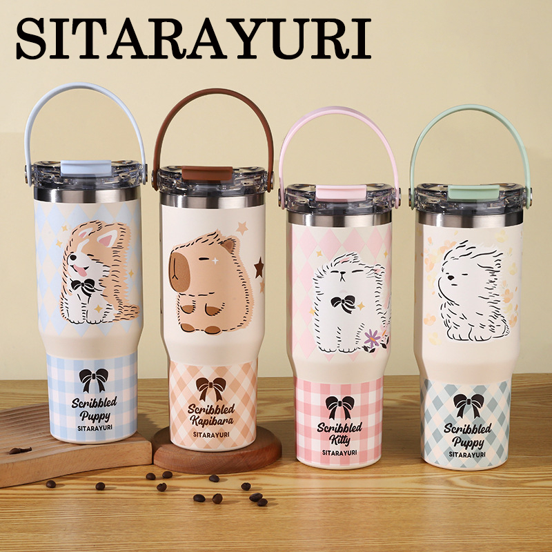 SITARAYURI แก้วเก็บความเย็น/ร้อน มีฝา2in1แบบยกดื่มและมีห แก้วน้ำสแตนเลส ...