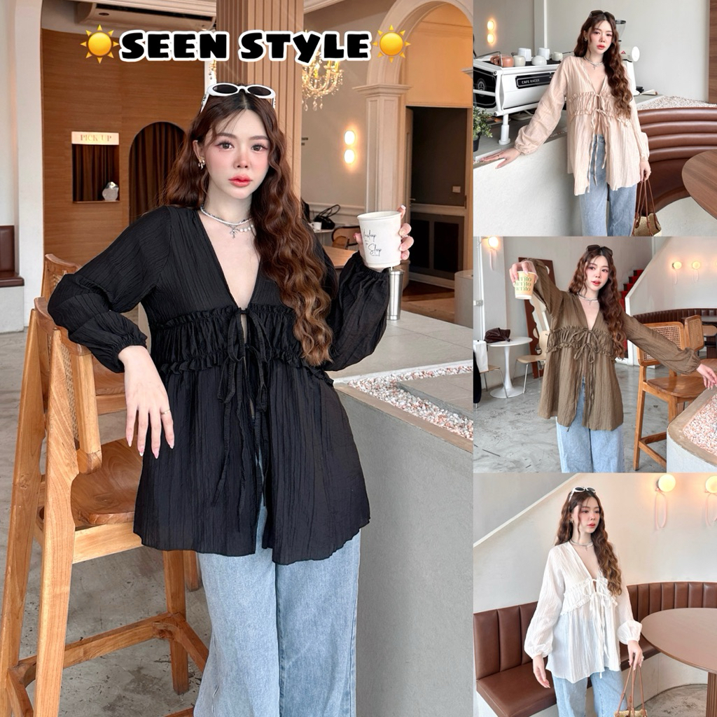☀️𝒔𝒆𝒆𝒏 𝒔𝒕𝒚𝒍𝒆 - พร้อมส่งทุกสี รอบส่ง 9/8/68 ป้าย SHEENY รุ่น Winnie top เสื้อผูกหน้าผ้าใส่สบาย ...