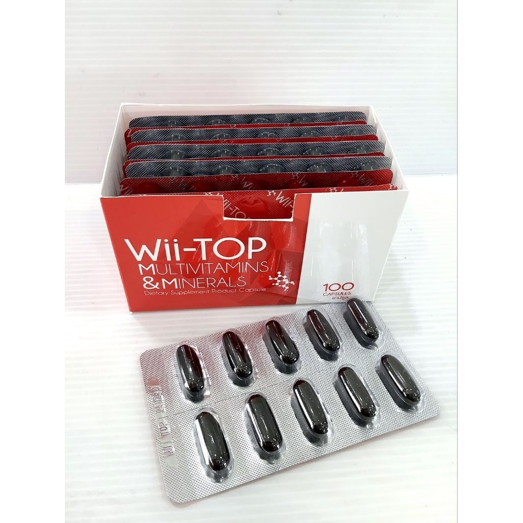 Wii TOP วี ท็อป วิตามินรวมและแร่ธาตุ [แผง10 เม็ด ยกกล่อง 10 แผง ...