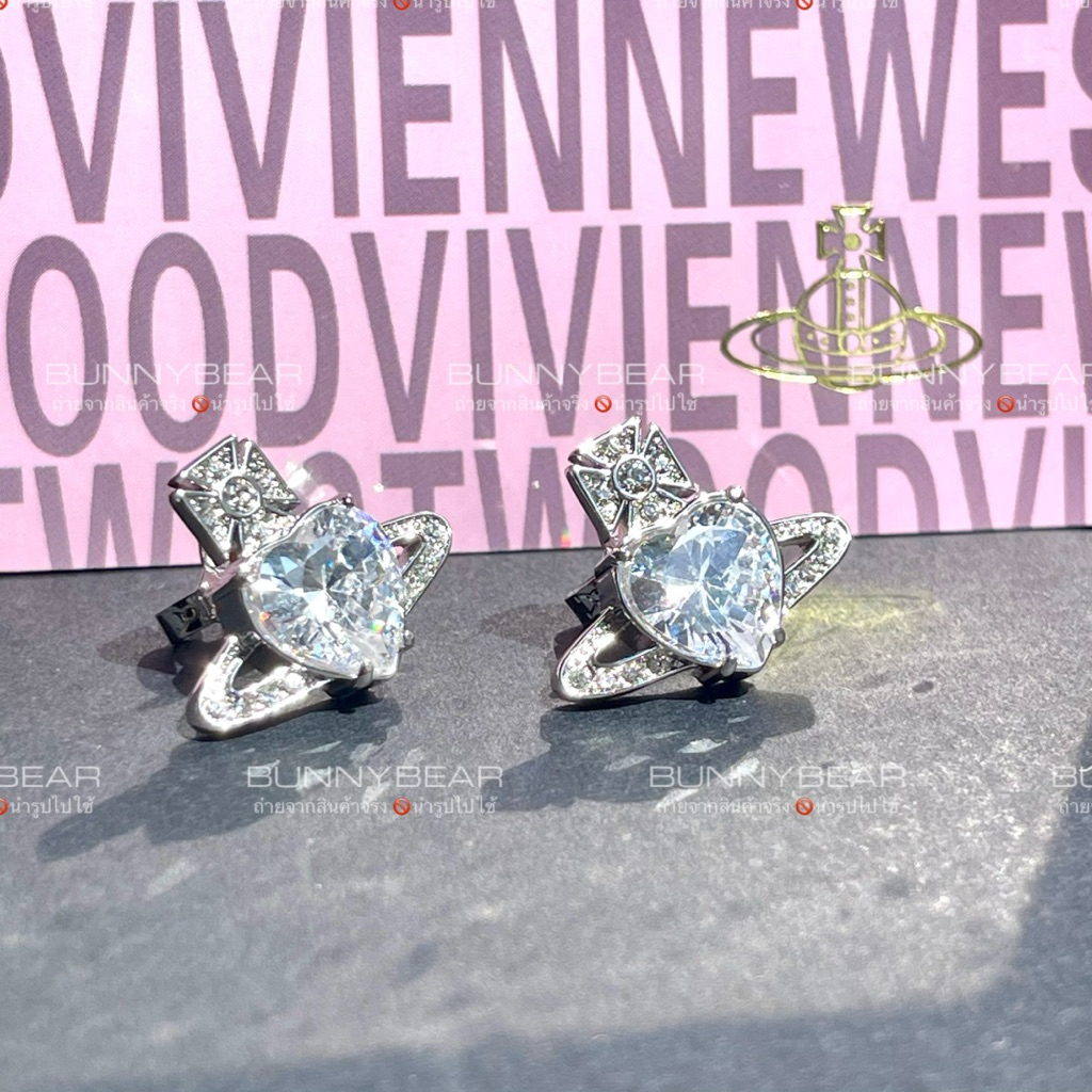 (V2)ต่างหู VIVi€n หัวใจ แป้นโลโก้แบรนด์ | Shopee Thailand