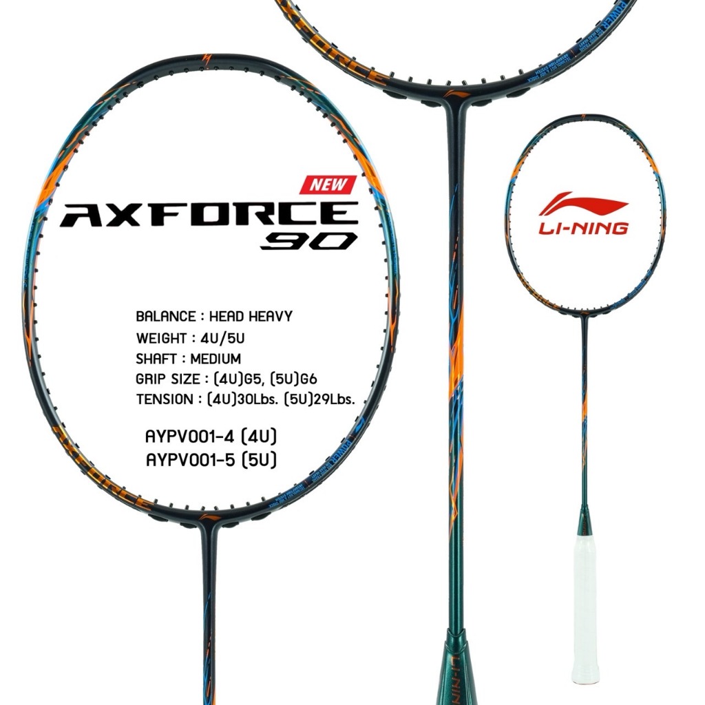 ไม้แบดมินตัน LI NING BADMINTON RACKET : AXFORCE 90 NEW(BLACK) (4u,5u ...