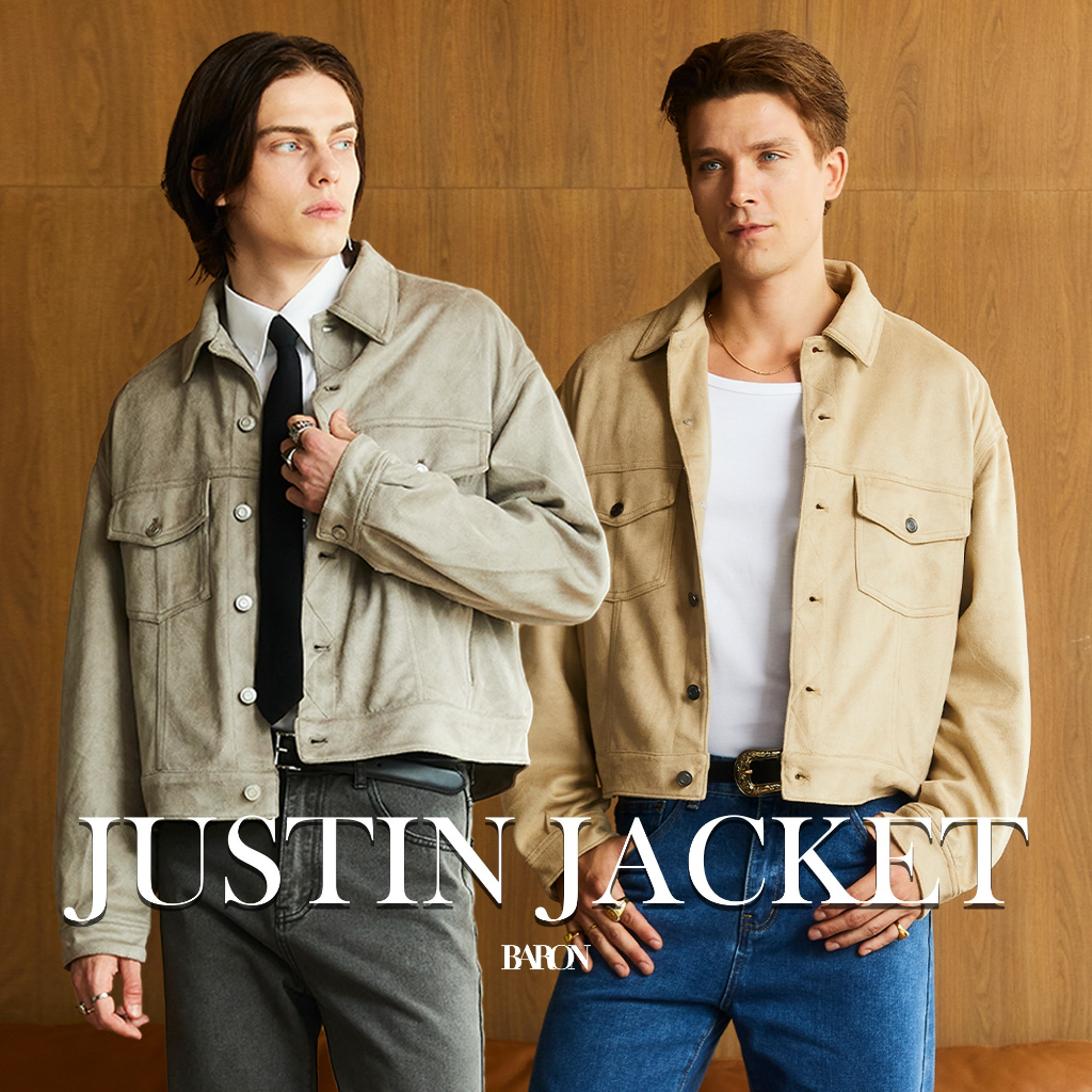 BARON "JUSTIN" Premium Suede crop jacket เสื้อแจ็กเก็ตครอปหนังกำมะหยี่พ ...