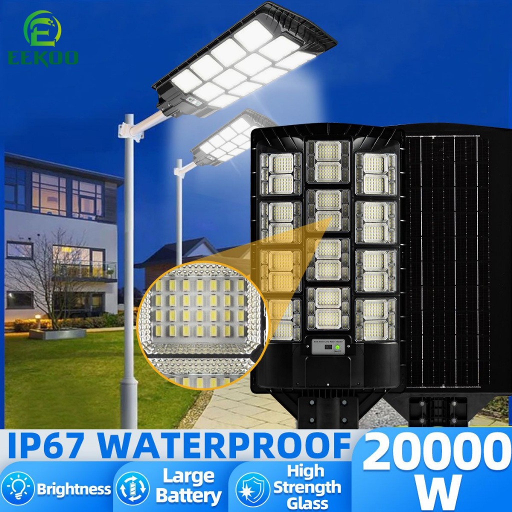 Eekoo ไฟถนนโซล่าเซลล์ LED 2000W ไฟถนนโซล่าเซลล์ ไฟเซ็นเซอร์ โคมไฟถนน ...