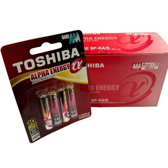 ถ่าน Toshiba alkaline AAA(ALPHA ENERGY)1.5Vแพค4ก้อน1แพค ของแท้ | Shopee ...