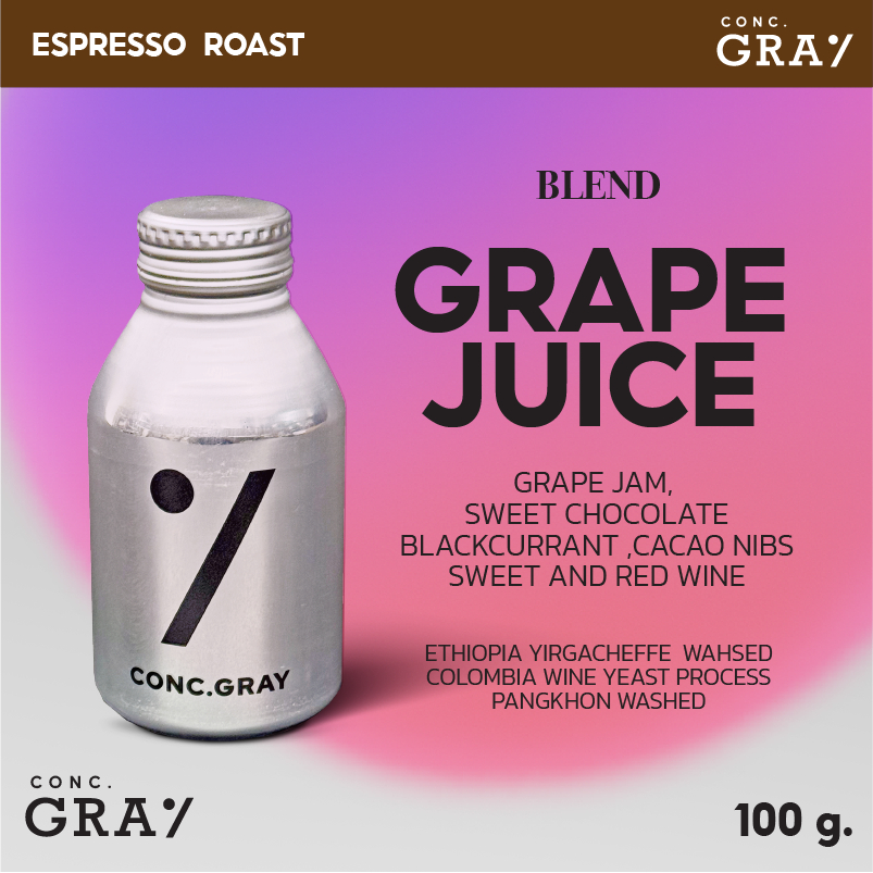 (CONC.GRAY) เมล็ดกาแฟคั่วกลาง "Grape Juice" (100g/bottle) Grape Jam ...