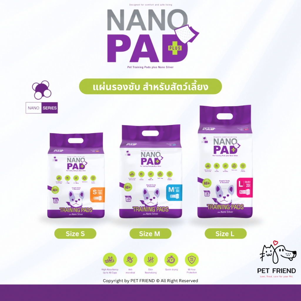 Nano Pad 🐶🐱🐰 แผ่นรองซับ นาโนซิลเวอร์ ดูดซึมเร็ว ยับยั้งเชื้อแบคทีเรีย ไม่อับชื้น | Shopee Thailand