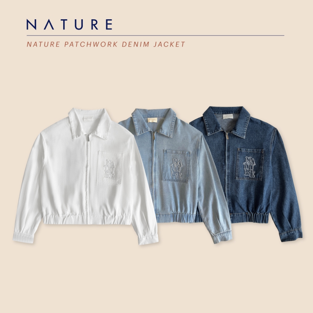 nature.bkk - OTN21097 เสื้อแจ็คแก็ตแพชเวิร์คเดนิม Nature patchwork denim jacket | Shopee Thailand