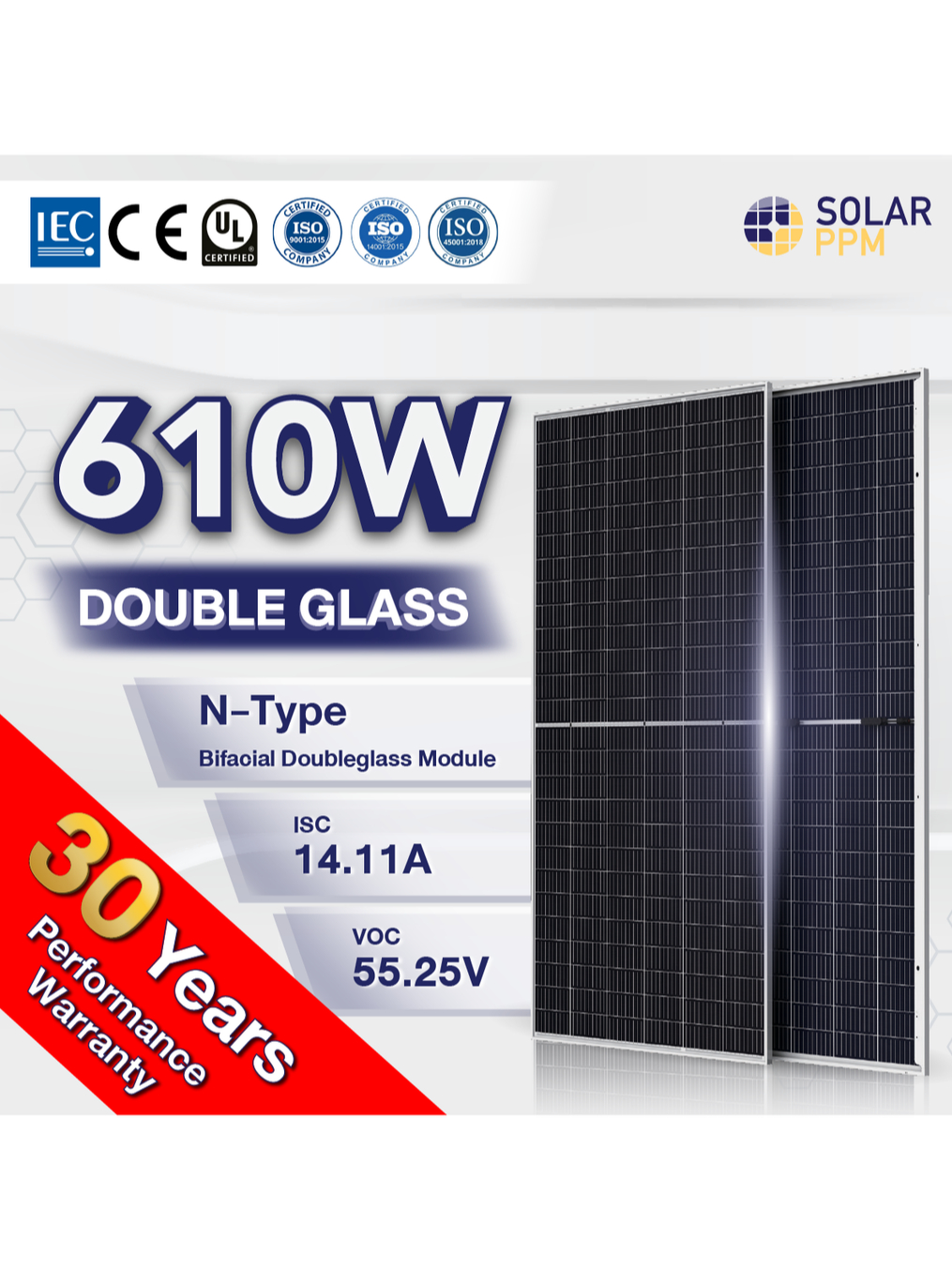 Solar PPM 610W – Bifacial Doubleglass | Shopee Thailand