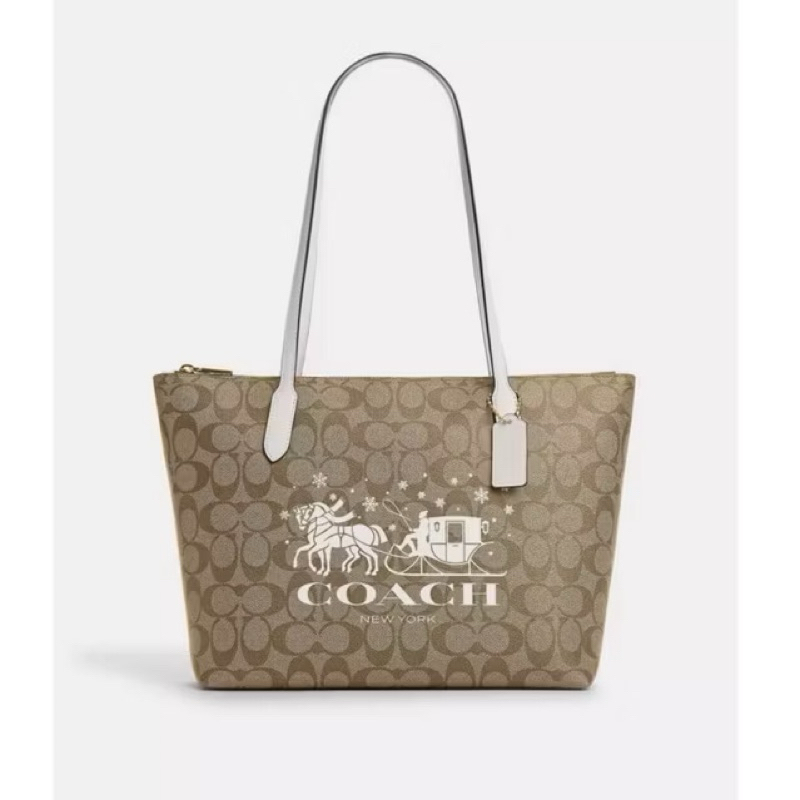Coach Zip top tote Canvas | Shopee Thailand