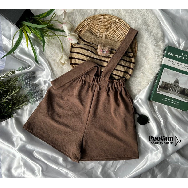 Set2ชิ้น เซ็ตเอี๊ยม เสื้อเกาะอกไหมพรม + เอี๊ยมกางเกง มีกระเป๋าข้าง ชุดเซ็ต เสื้อผ้าแฟชั่น By ...