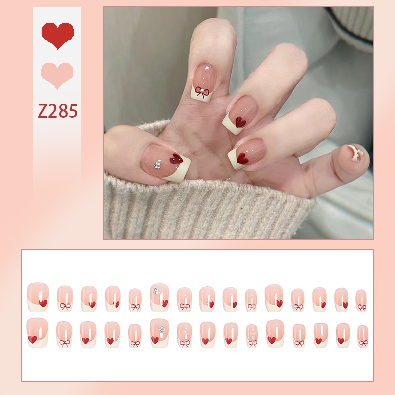 เล็บปลอม【DD285】 เล็บปลอมสำเร็จรูป เล็บปลอมยาว กันน้ำ หลากหลายสไตล์ ...
