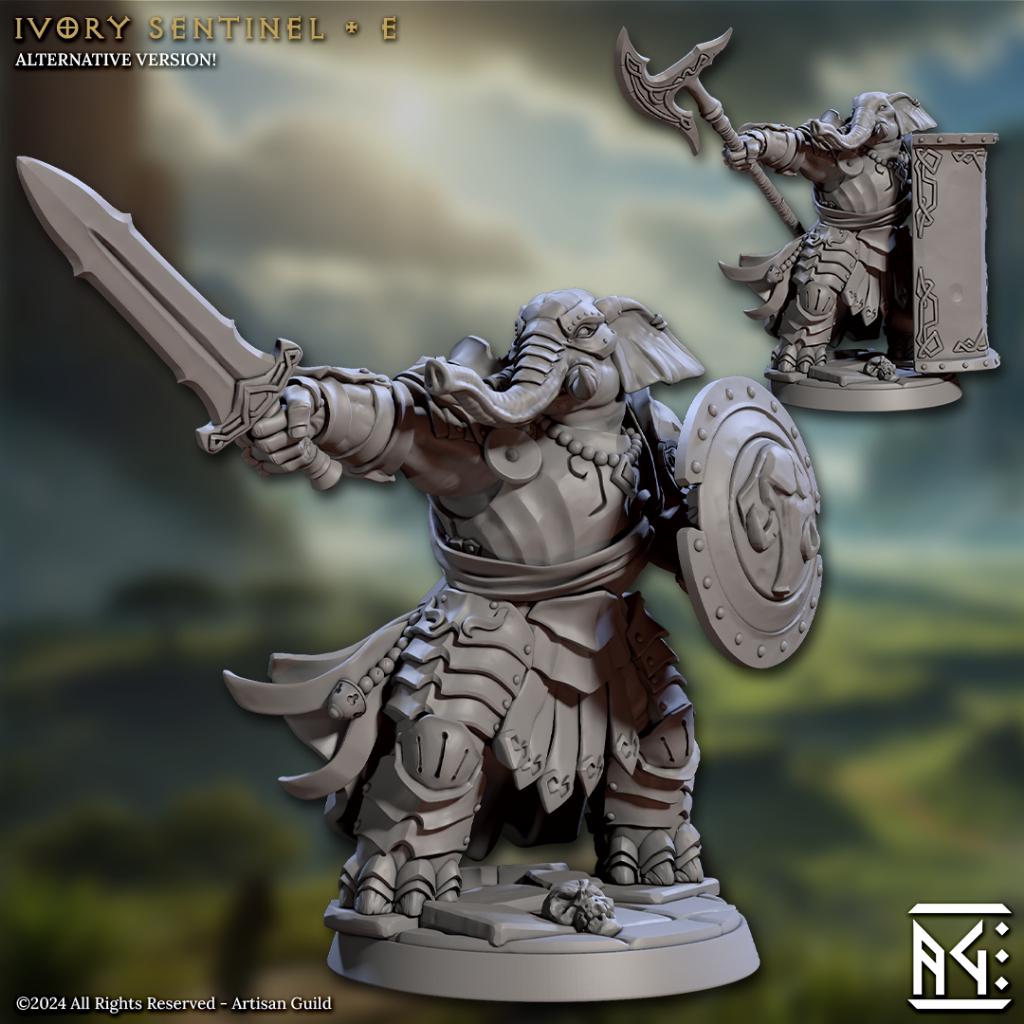 Ivory Sentinel E - Elephorim Ivory Sentinels - Humanoid Loxodon / 32mm ...