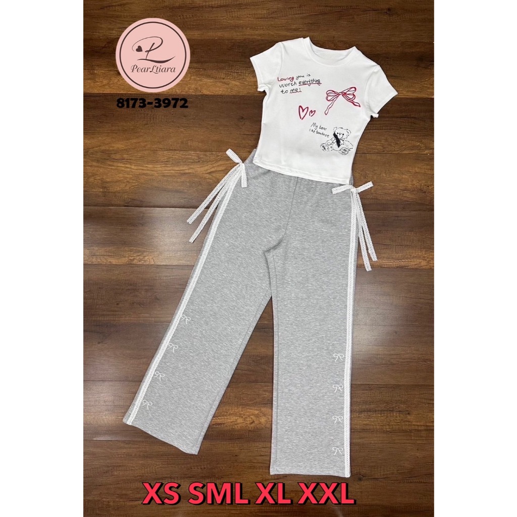 Pearl tiala: Setเสื้อยืดโทนสีขาว + กางเกงขายาวทรงวอร์ม (*สอบถามสต๊อก ...