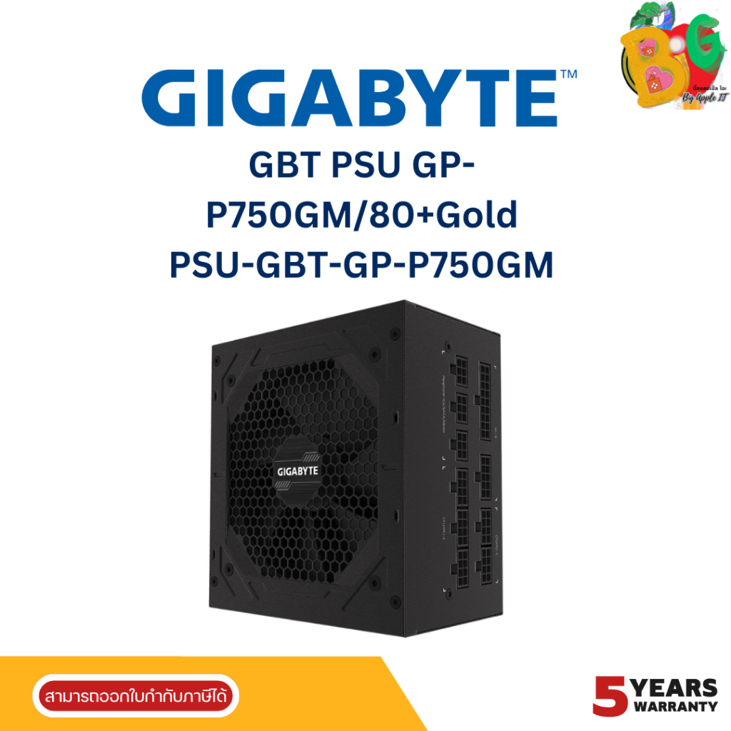 GIGABYTE POWER SUPPLY (อุปกรณ์จ่ายไฟ) P750GM - 750W 80 PLUS GOLD (BLACK ...