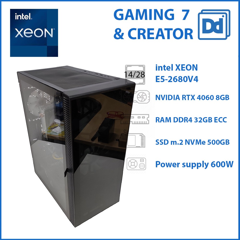 คอมเล่นเกม / ทำงาน Intel XEON E5-2680 V4 14C 28T NVIDIA RTX 4060 RAM ...