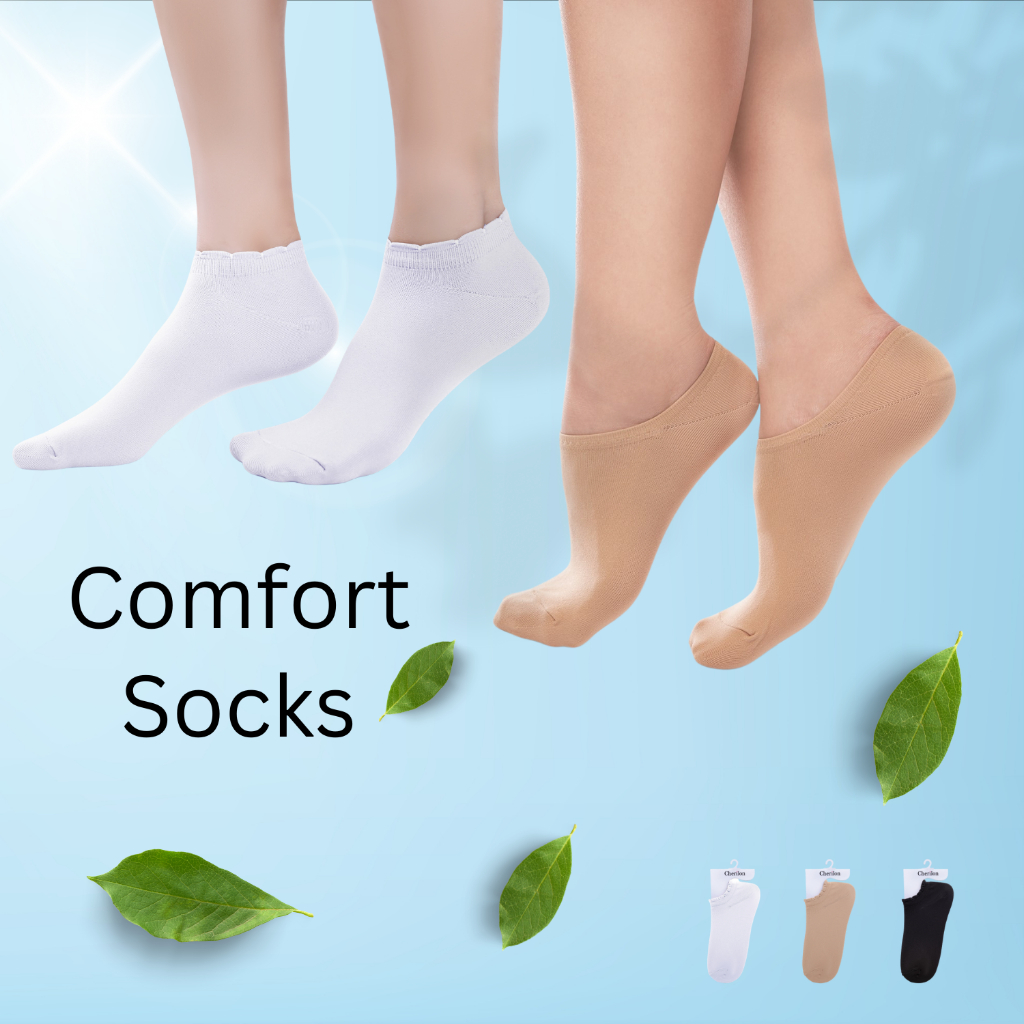 CHERILON Comfort Socks เชอรีล่อน ถุงเท้าข้อสั้น ถุงเท้าข้อเว้า ถุงเท้าสปา นุ่ม ยืดหยุ่น ใส่สบาย ...