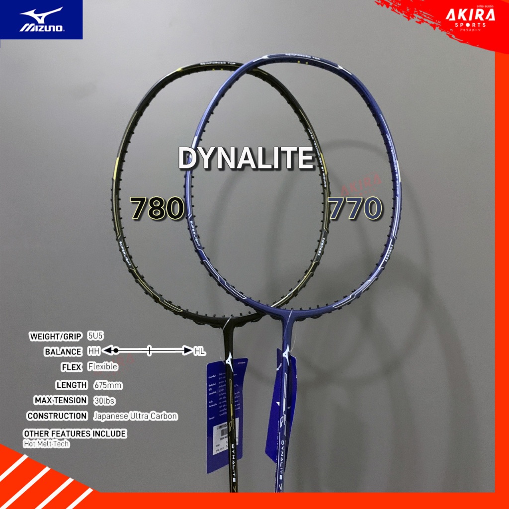 MIZUNO ไม้แบดมินตันMIZUNO DYNALITE 770 , 780 5U แถมเอ็นและซอง (โปรดอ่านรายละเอียดก่อนสั่ง ...