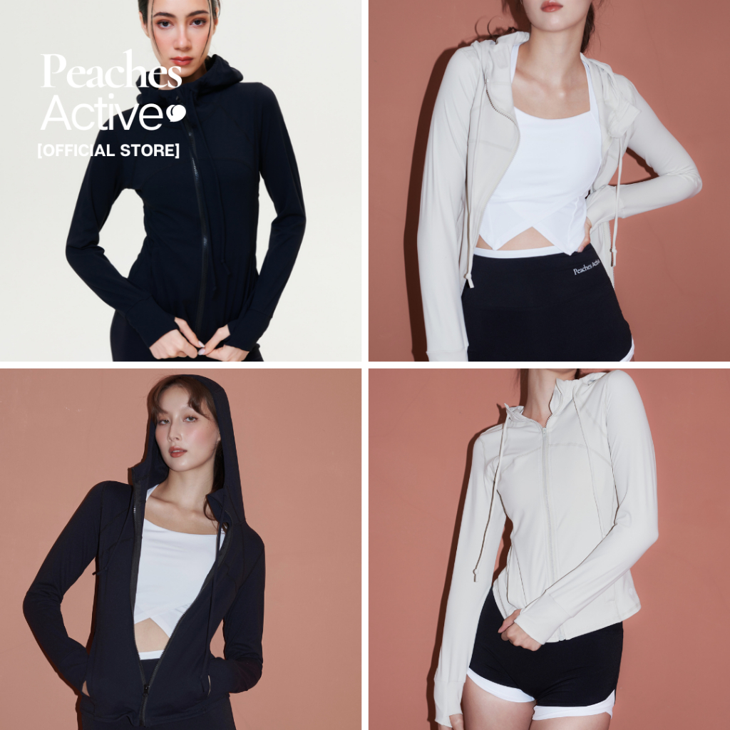 Peaches Active Luxeflex Hooded Sculpting Zipup - เสื้อคลุมออกกำลังกาย แขนยาว มีฮู้ด เข้ารูป ...