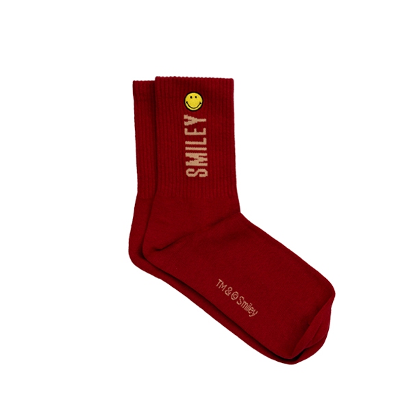 SMILEY® CREW SOCKS ( MAROON ) | Shopee Thailand