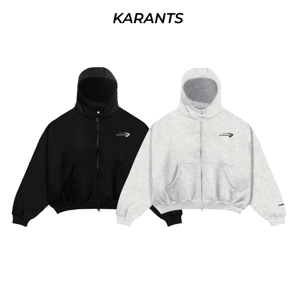 Karants แบรนด์นานาชาติ เสื้อฮู้ดดี้ซิปปัก คอปก ทรงบ็อกซี่ ซิป 2 ทาง ...